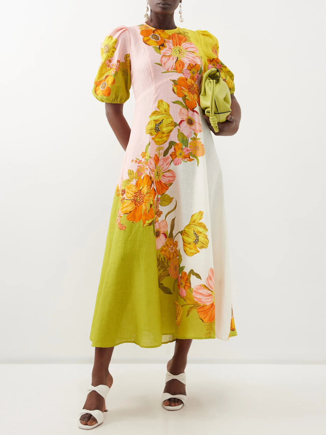 ALÉMAIS Silas Floral-print Linen Midi Dress - We Select Dresses