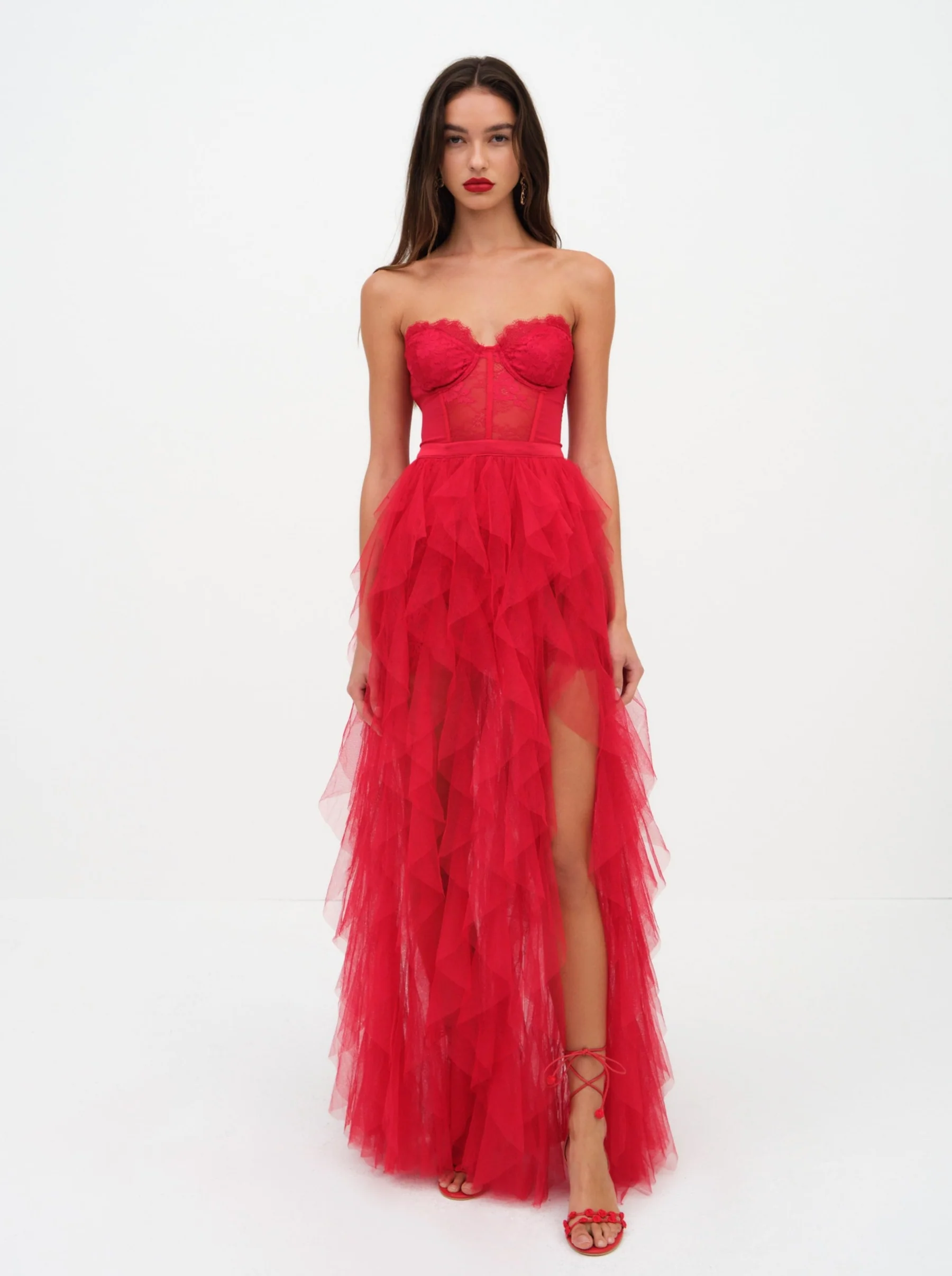 FOR LOVE & LEMONS Bustier Red Gown - We Select Dresses