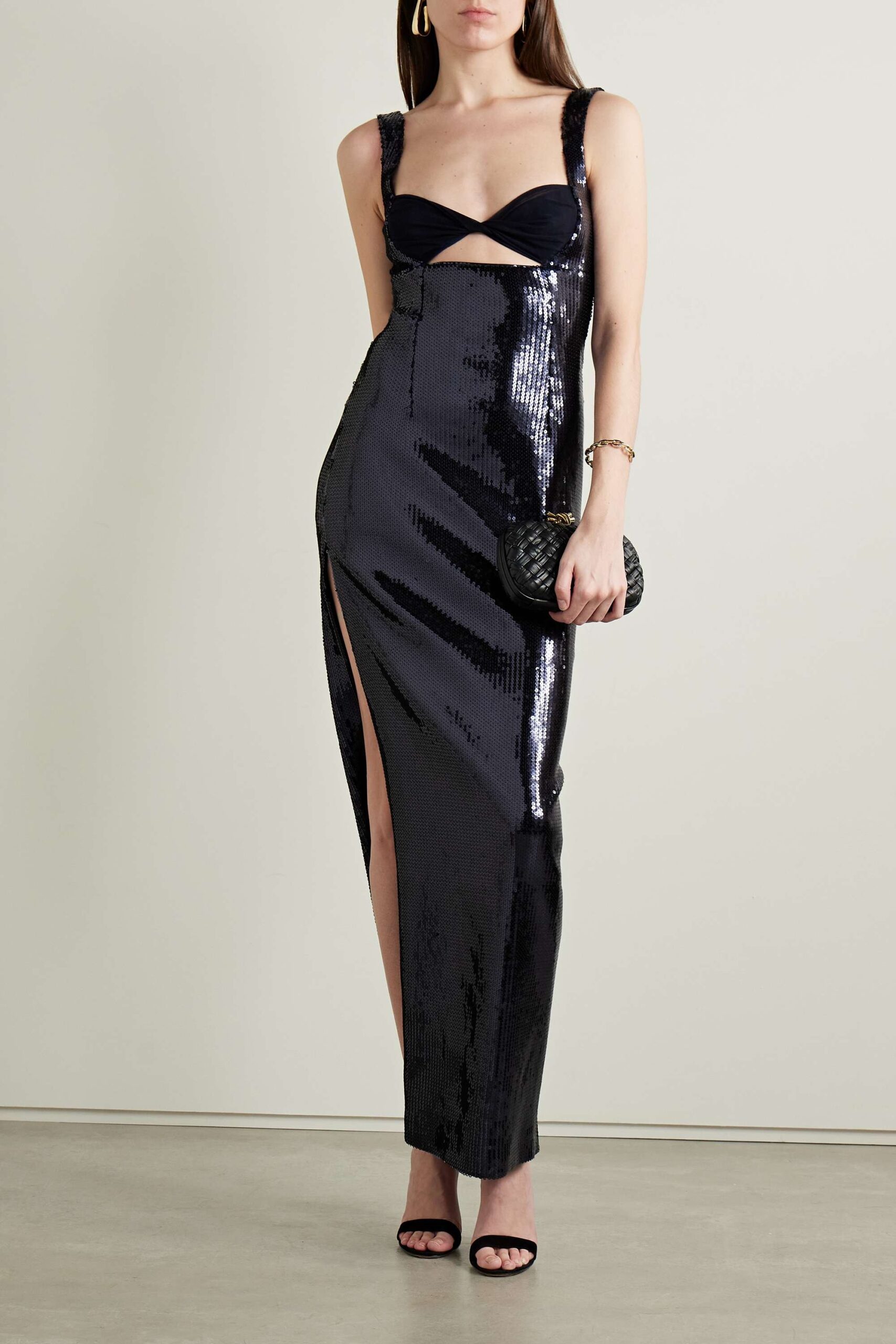 GALVAN Liquid Twist-front Cutout Sequined Tulle Gown - We Select Dresses