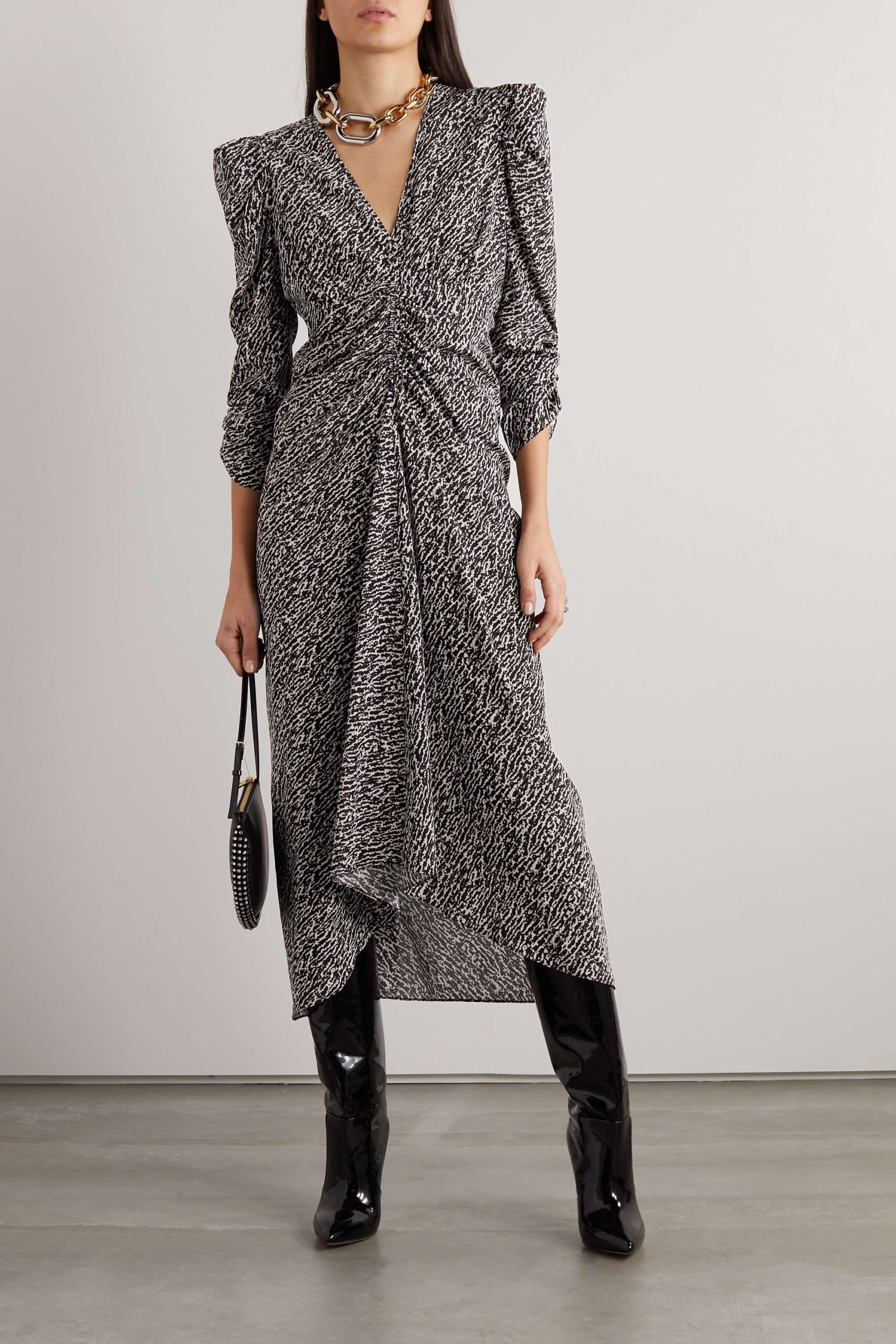 ISABEL MARANT Albini Gathered Printed Silk-blend Midi Dress - We Select ...