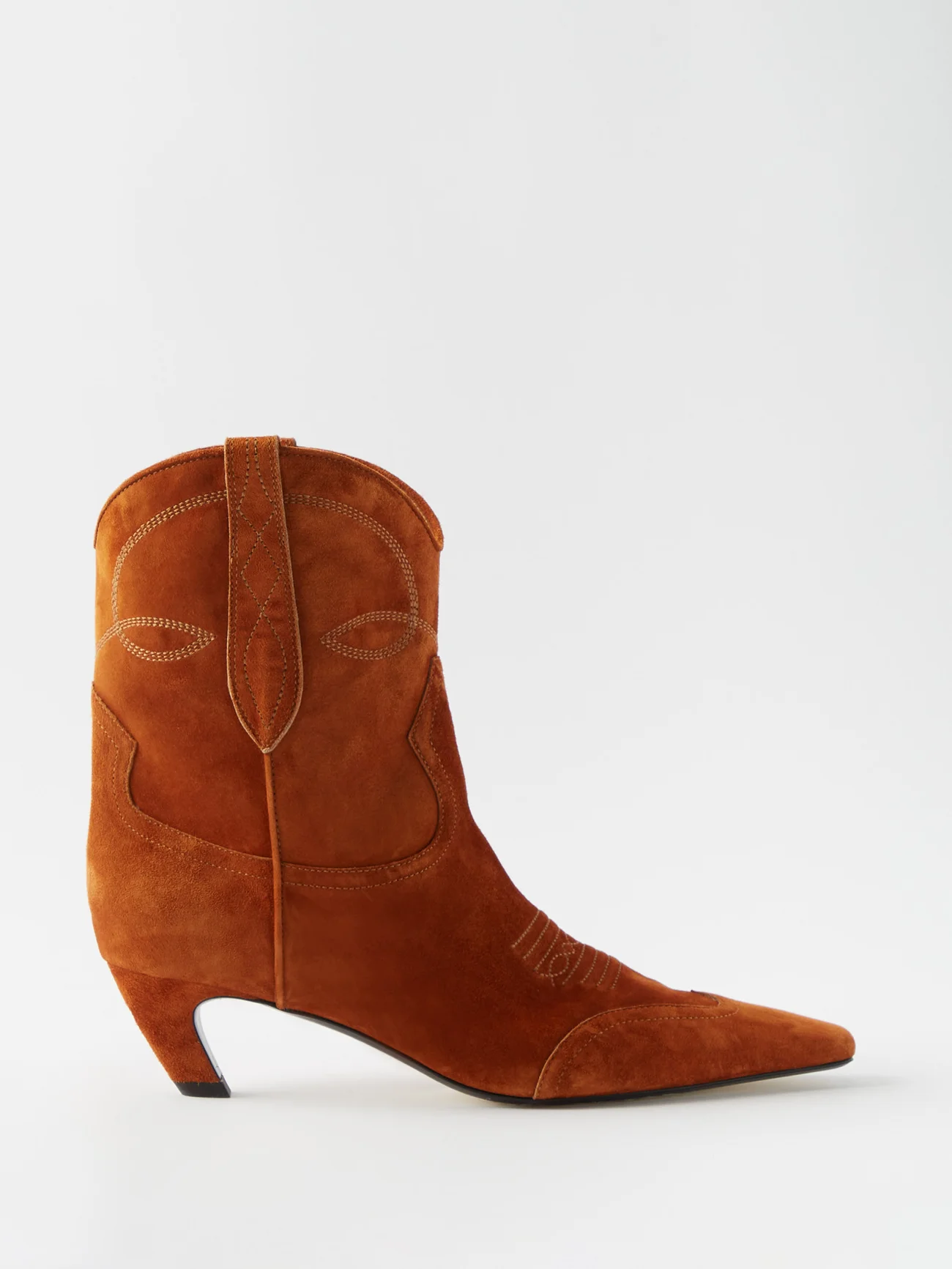 KHAITE Dallas Suede Point-toe Boots - We Select Dresses