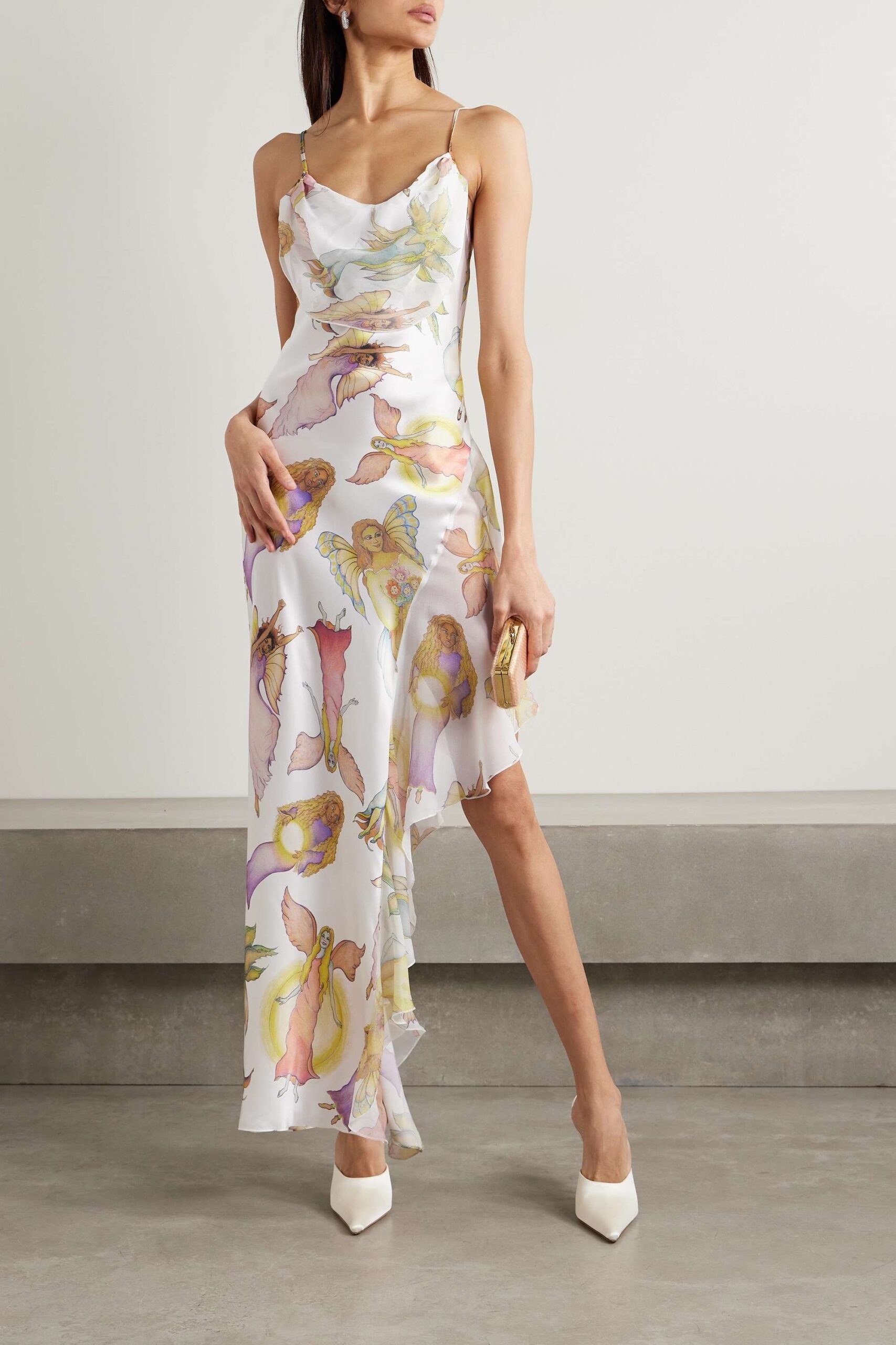RODARTE Asymmetric Draped Printed Silk-satin Maxi Dress - We Select Dresses
