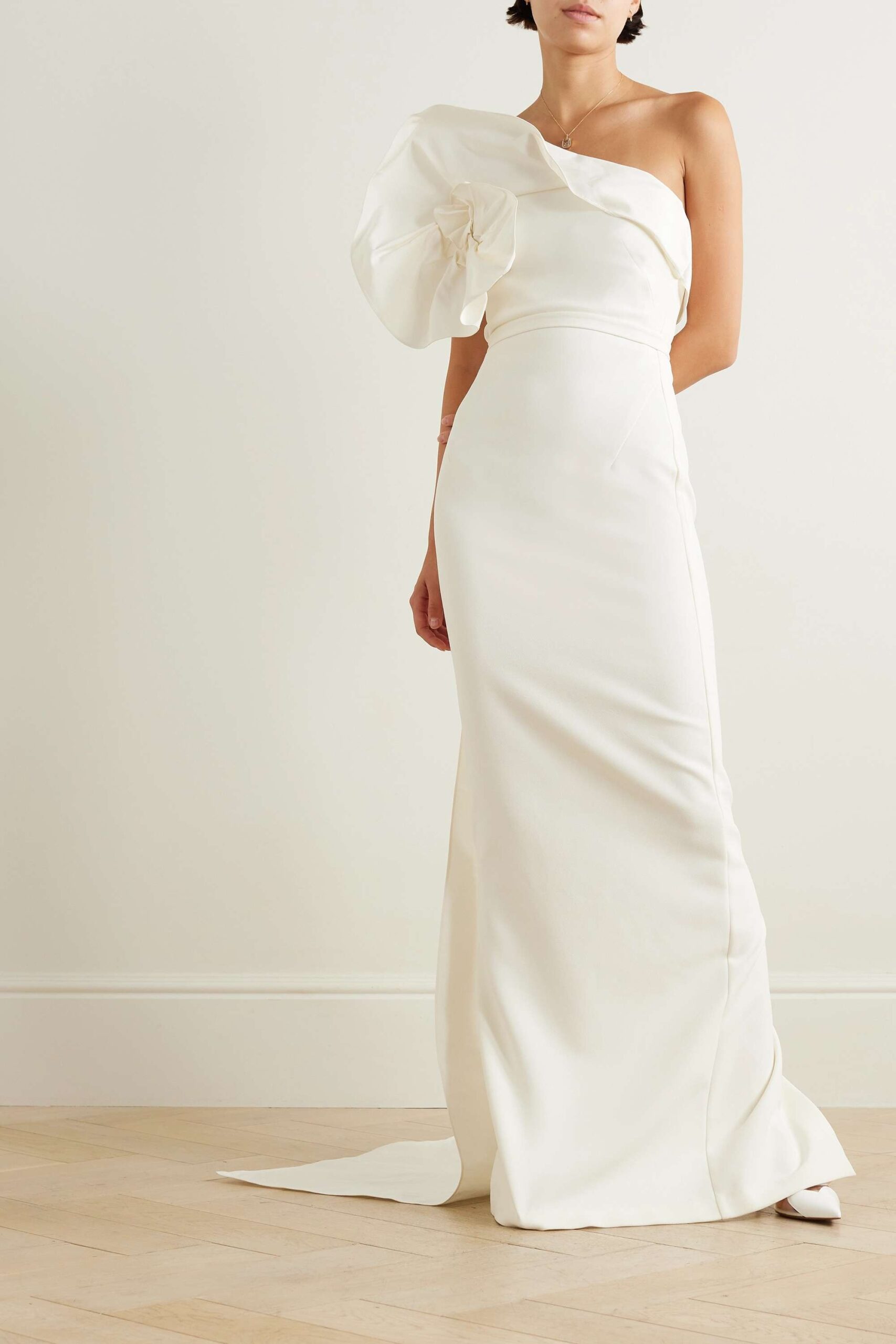 SAFIYAA Briannie Strapless Faille-trimmed Stretch-crepe Gown - We ...