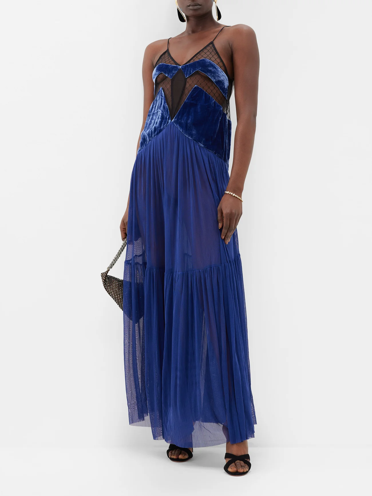 SLEEPING WITH JACQUES Francine Velvet And Tulle Maxi Night Dress - We ...