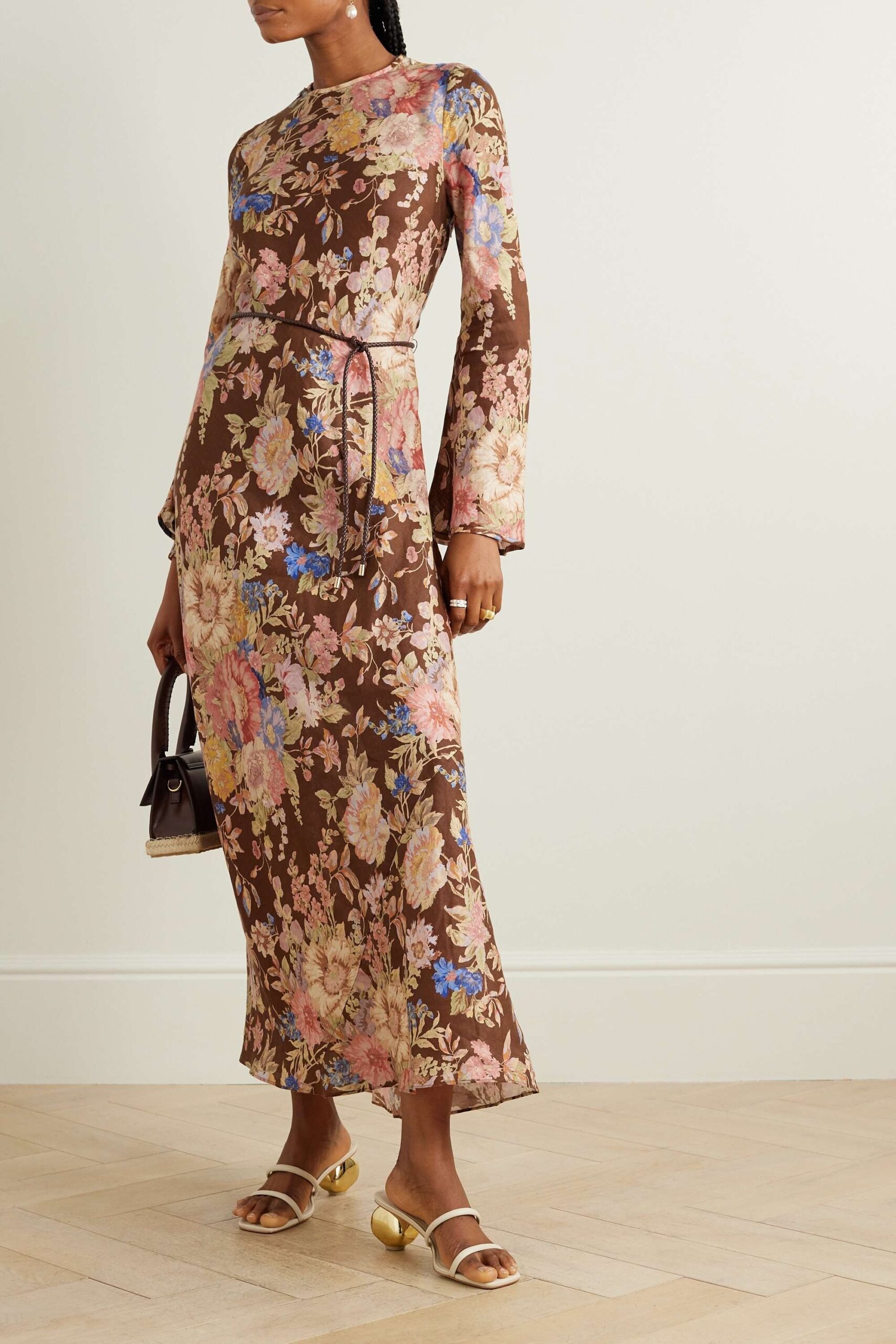 Zimmermann August Belted Floral Print Linen Maxi Dress We Select Dresses
