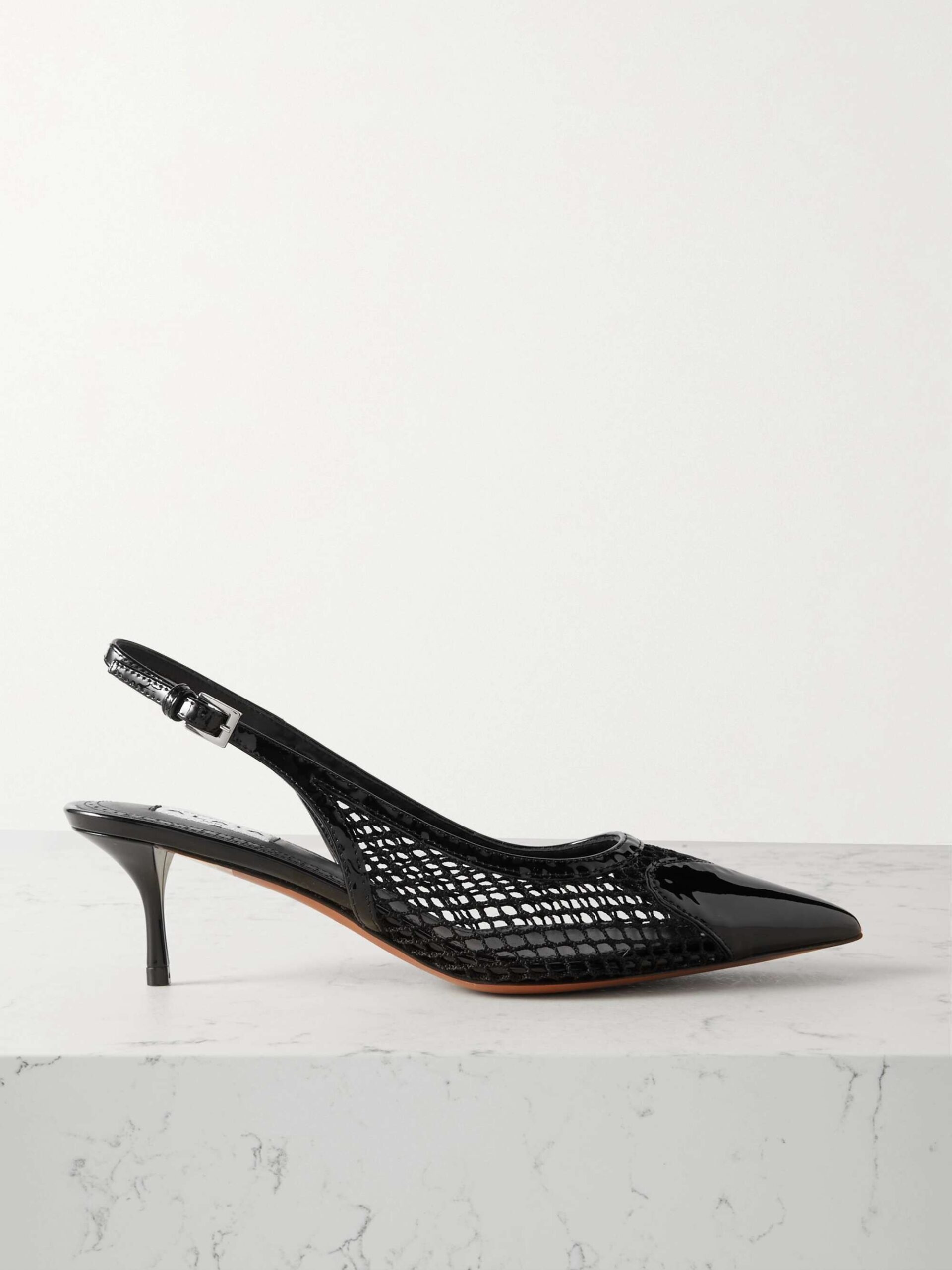 ALAÏA Le Coeur 55 Mesh And Patent-leather Slingback Pumps - We Select ...