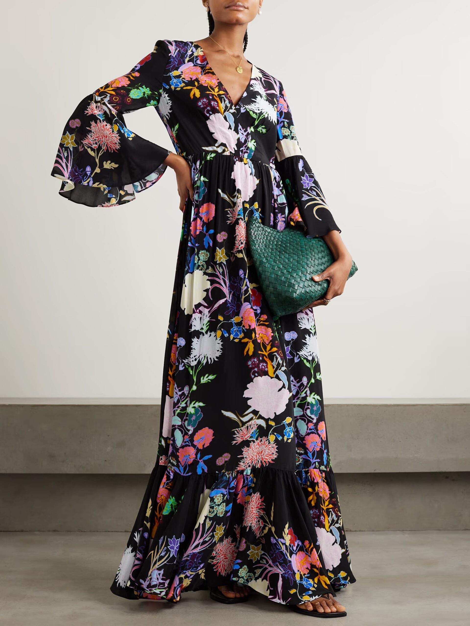 BORGO DE NOR Astrea Floral-print Crepe De Chine Maxi Dress - We Select ...