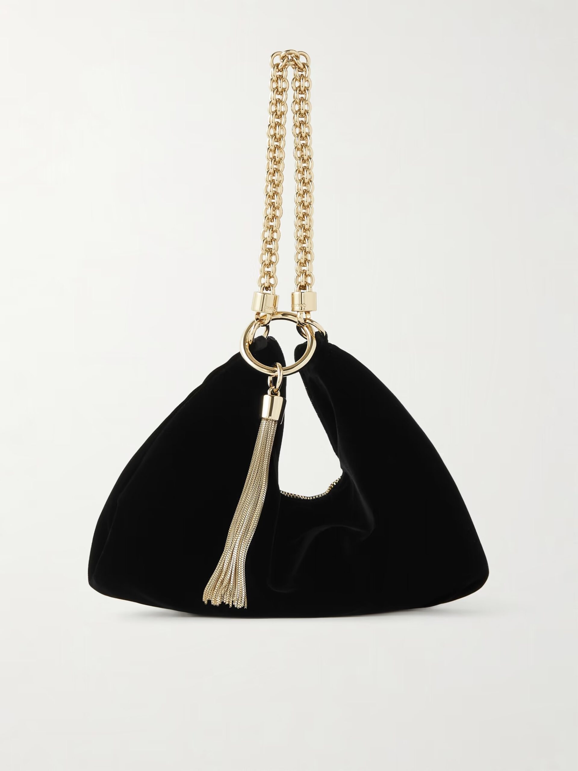 JIMMY CHOO Callie Tasseled Velvet Shoulder Bag - We Select Dresses