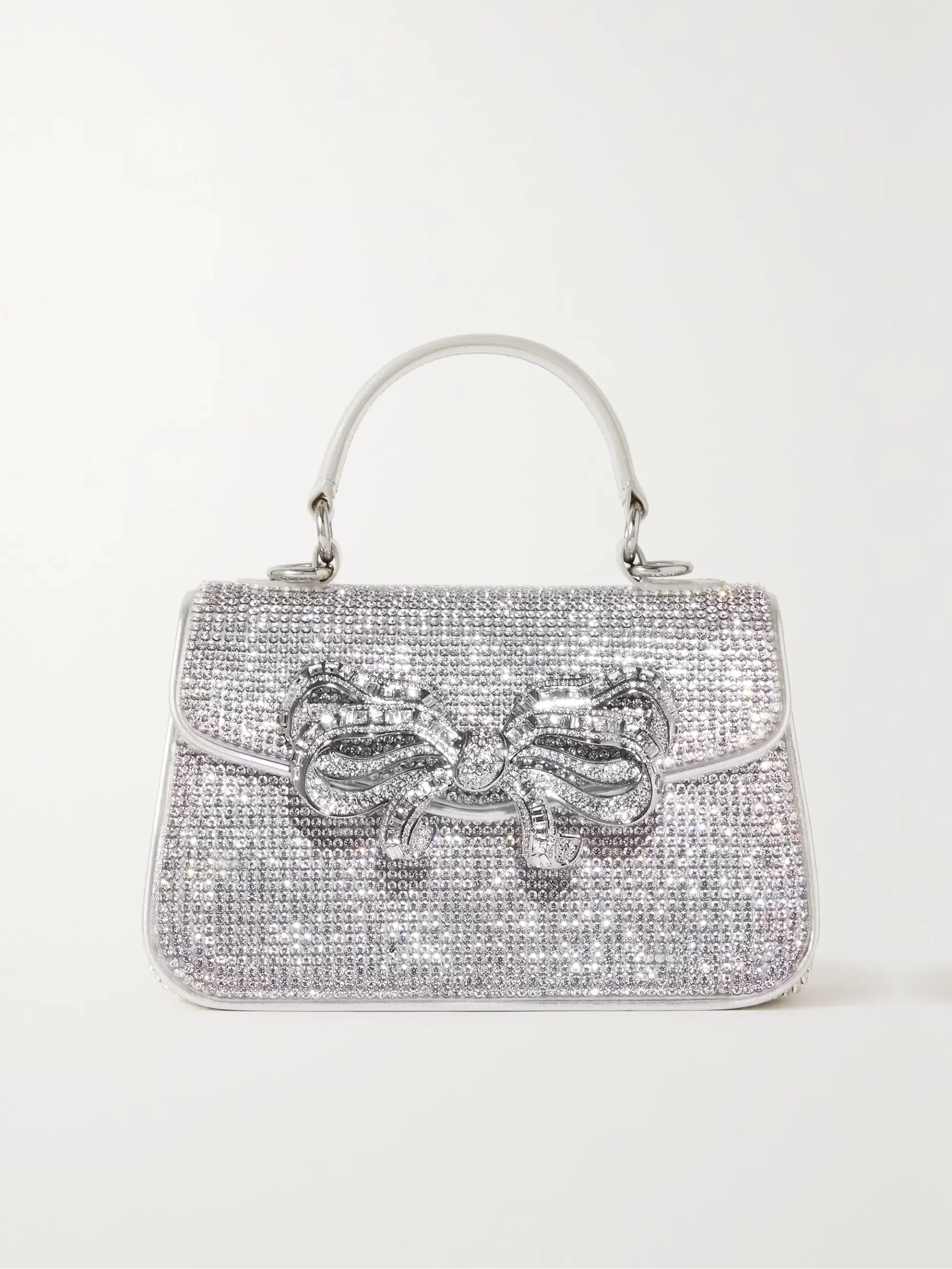 JUDITH LEIBER COUTURE Mini Crystal-embellished Bow-detailed Metallic ...