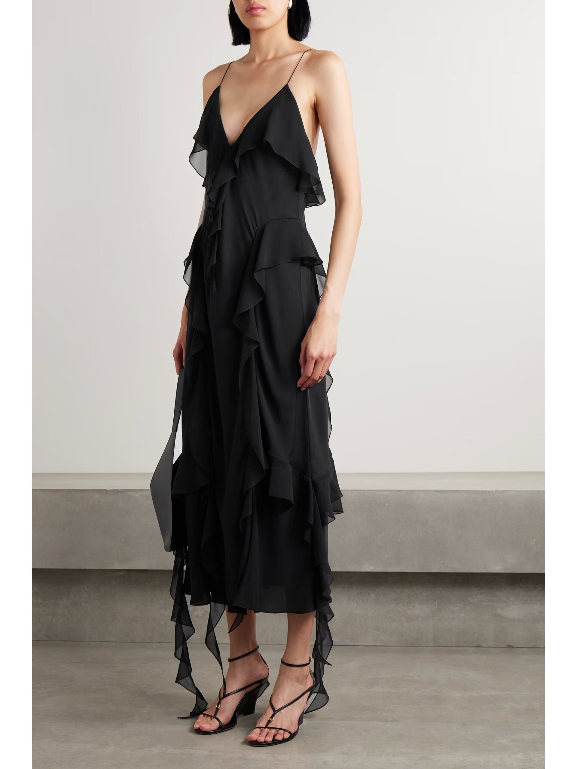 KHAITE Pim Ruffled Silk-georgette Midi Dress - We Select Dresses