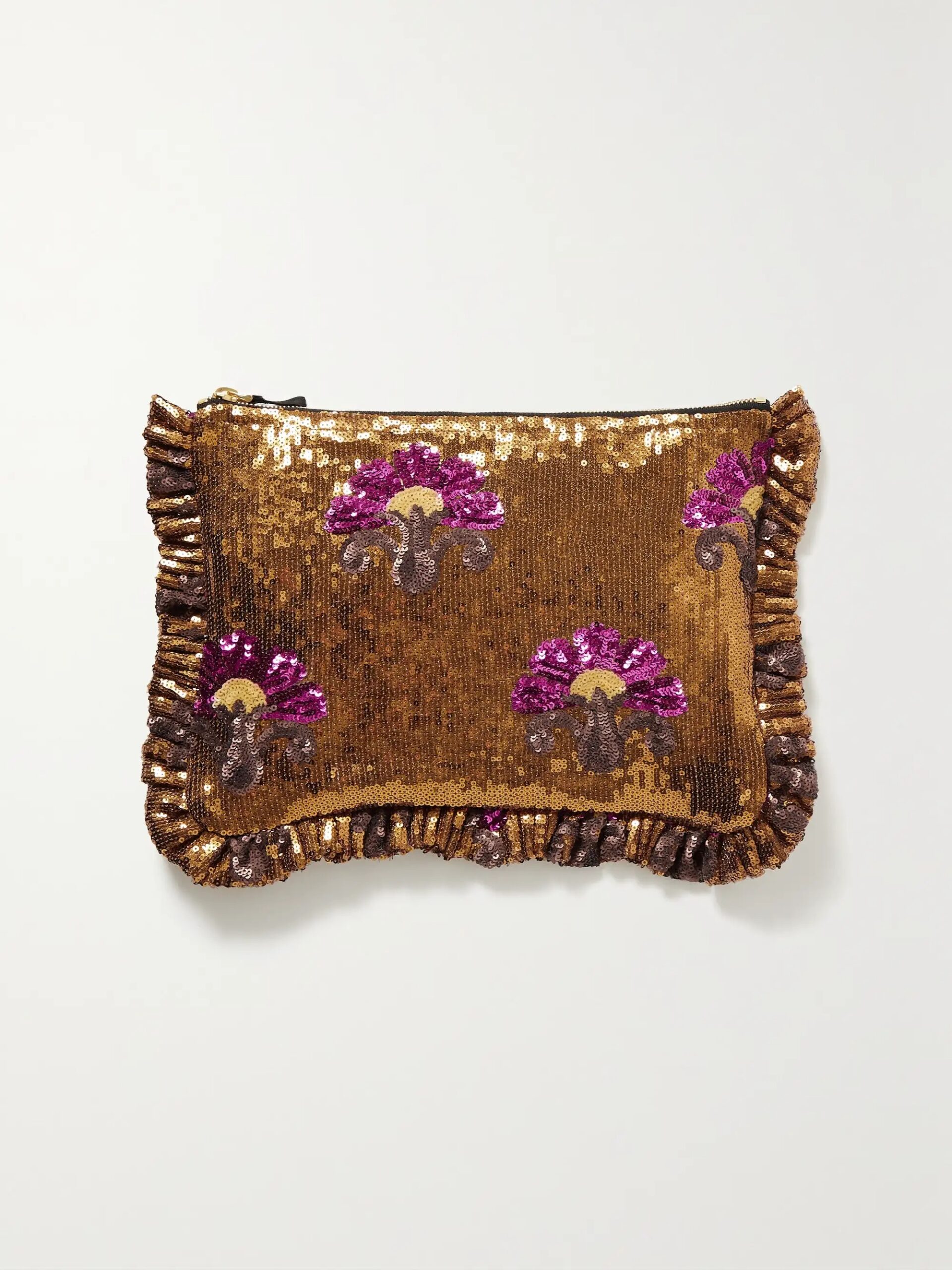 LA DOUBLEJ Ruffled Sequined Tulle Clutch - We Select Dresses