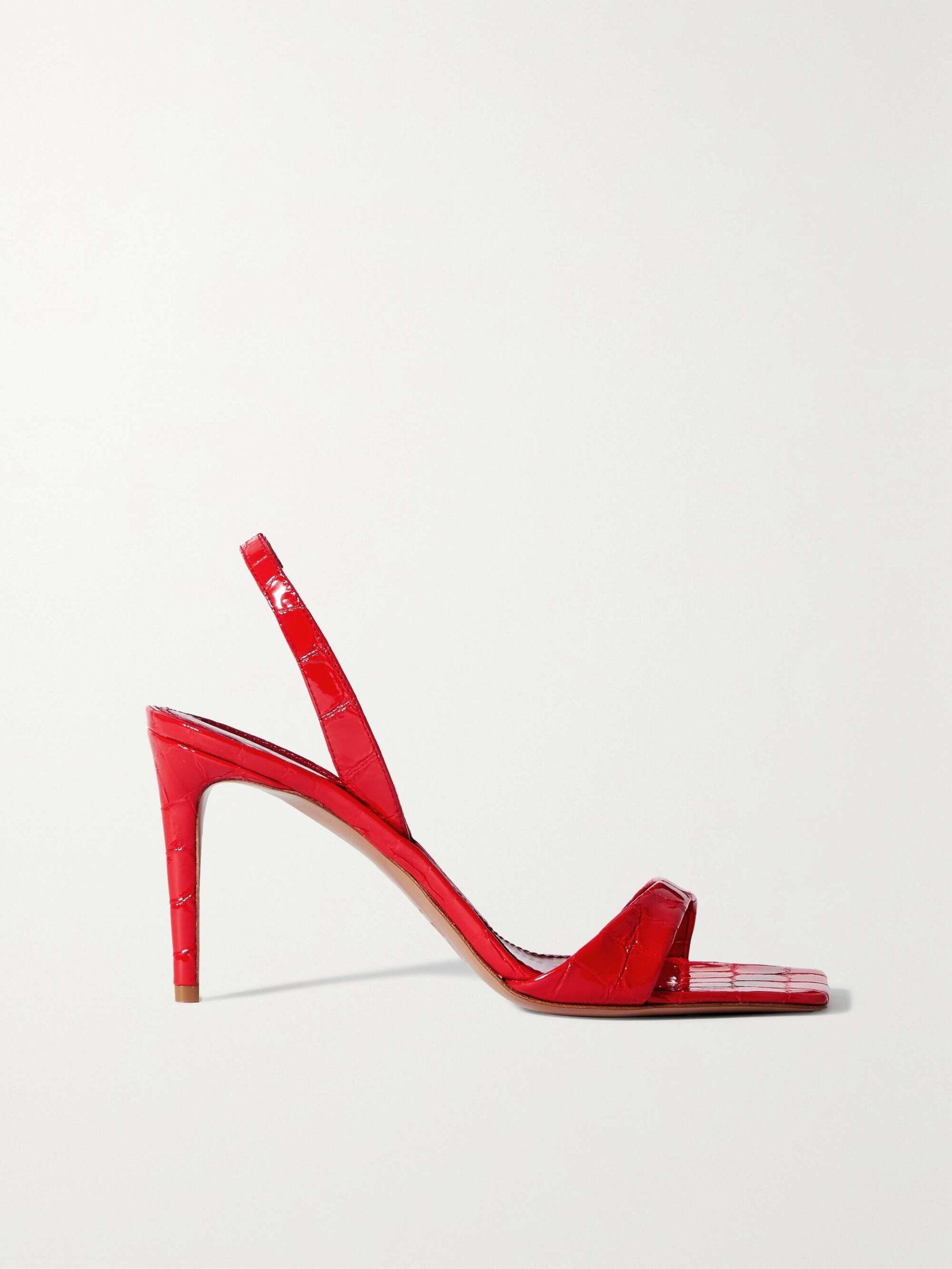 PARIS TEXAS Croc-effect Red Leather Slingback Sandals - We Select Dresses