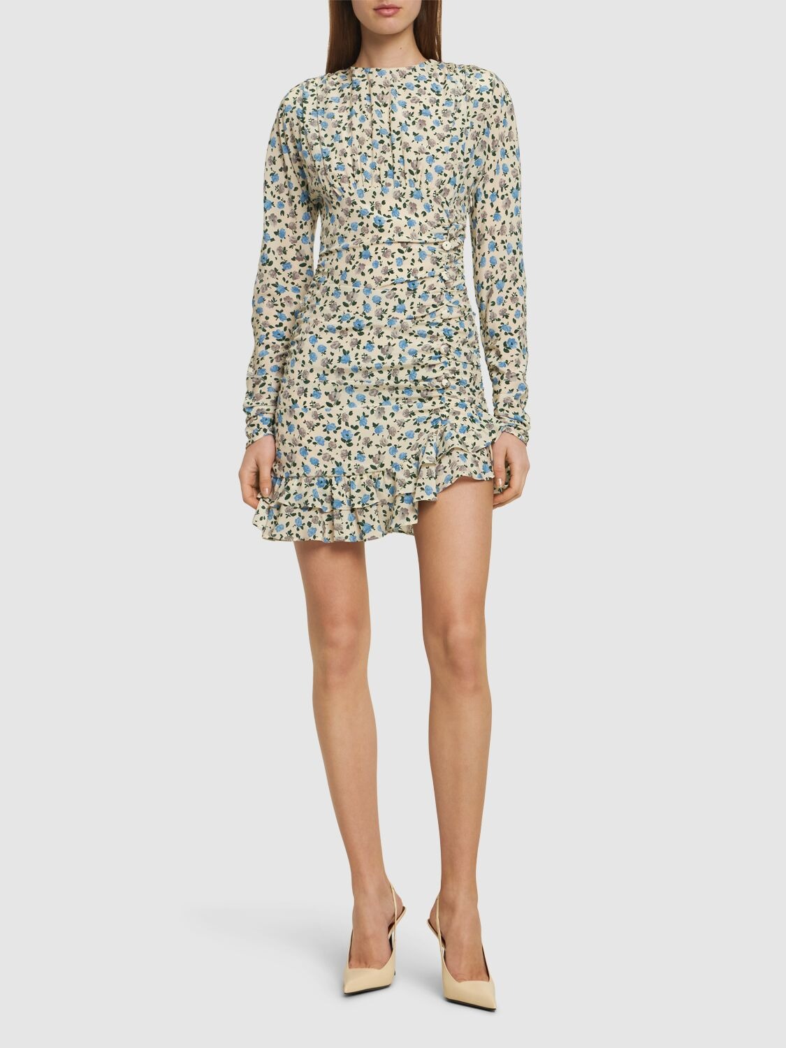 ALESSANDRA RICH Silk Satin Short Sleeve Long Dress - We Select Dresses