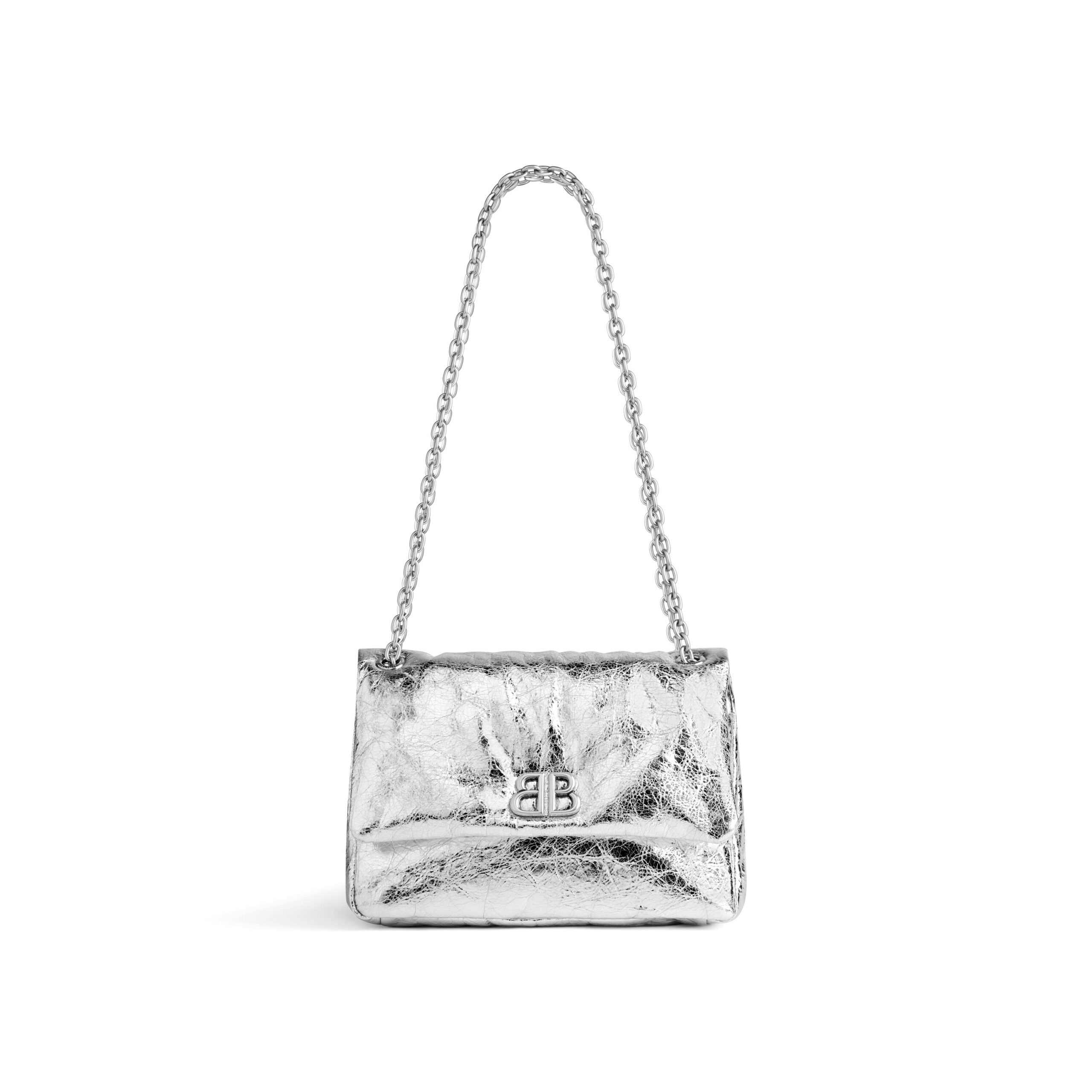 BALENCIAGA Silver Monaco Small Chain Bag - We Select Dresses