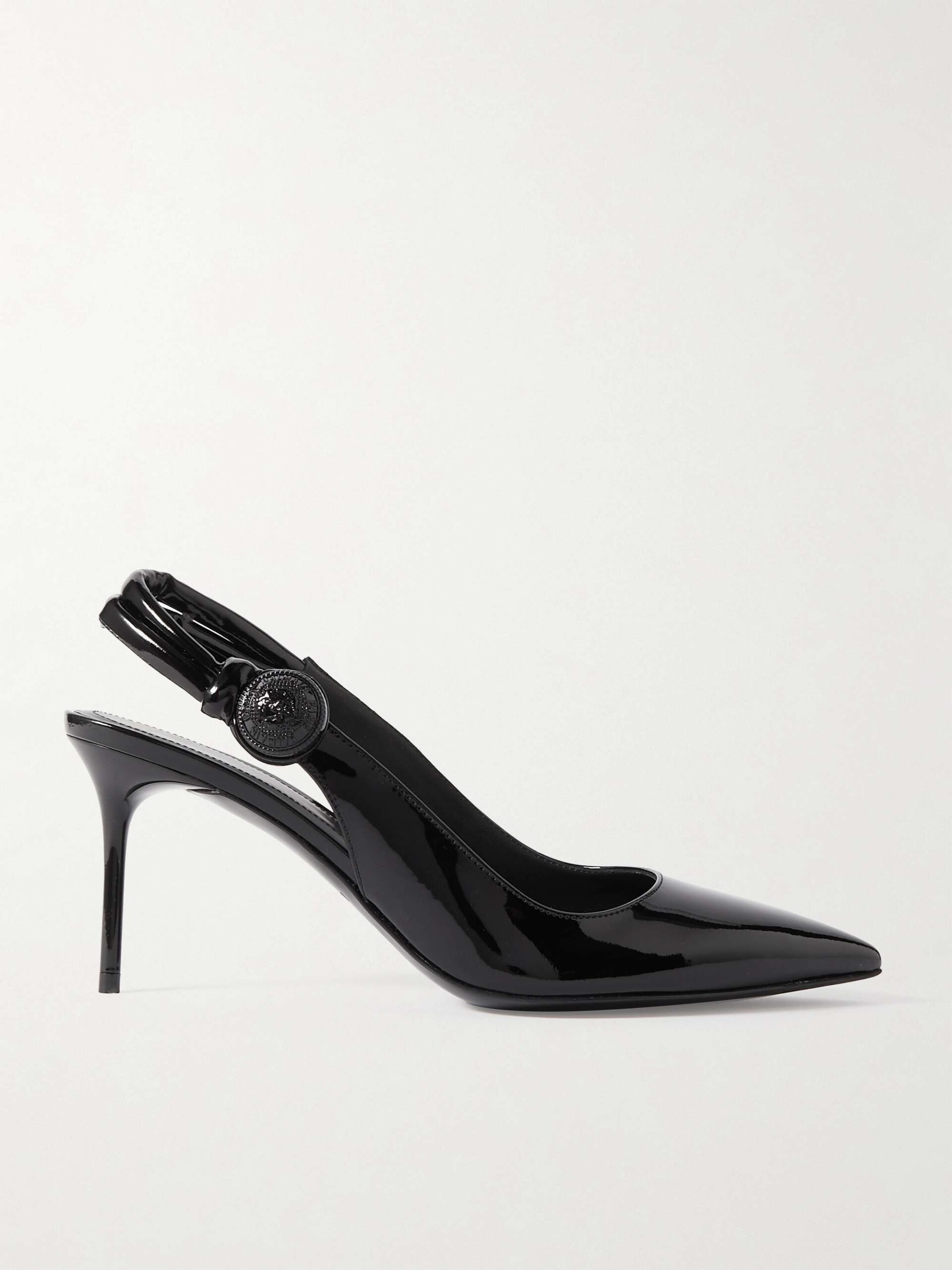 BALMAIN Alma Embellished Patent-leather Slingback Pumps - We Select Dresses