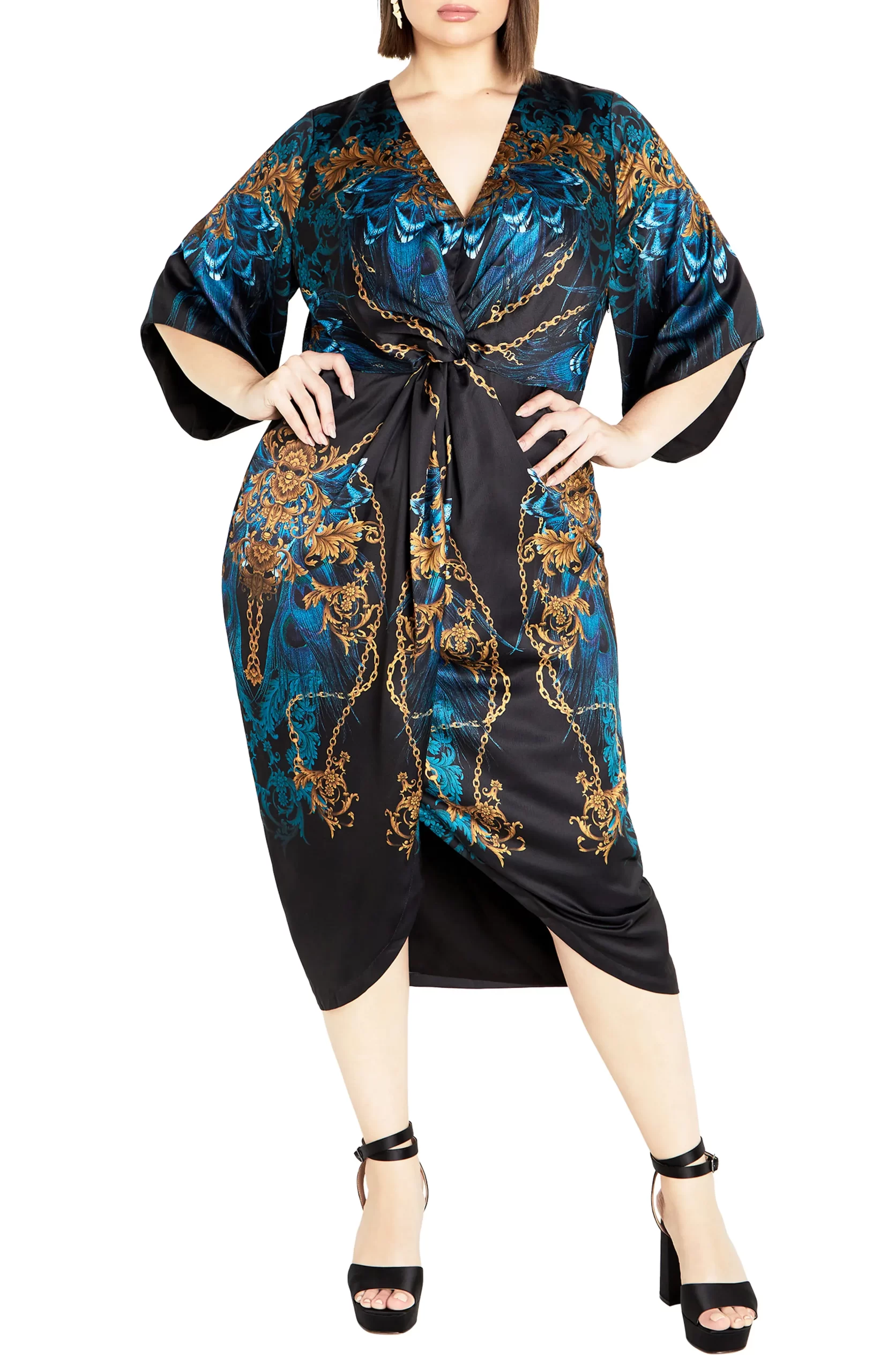 CITY CHIC Priscilla Print Twist Front Midi Dress - We Select Dresses