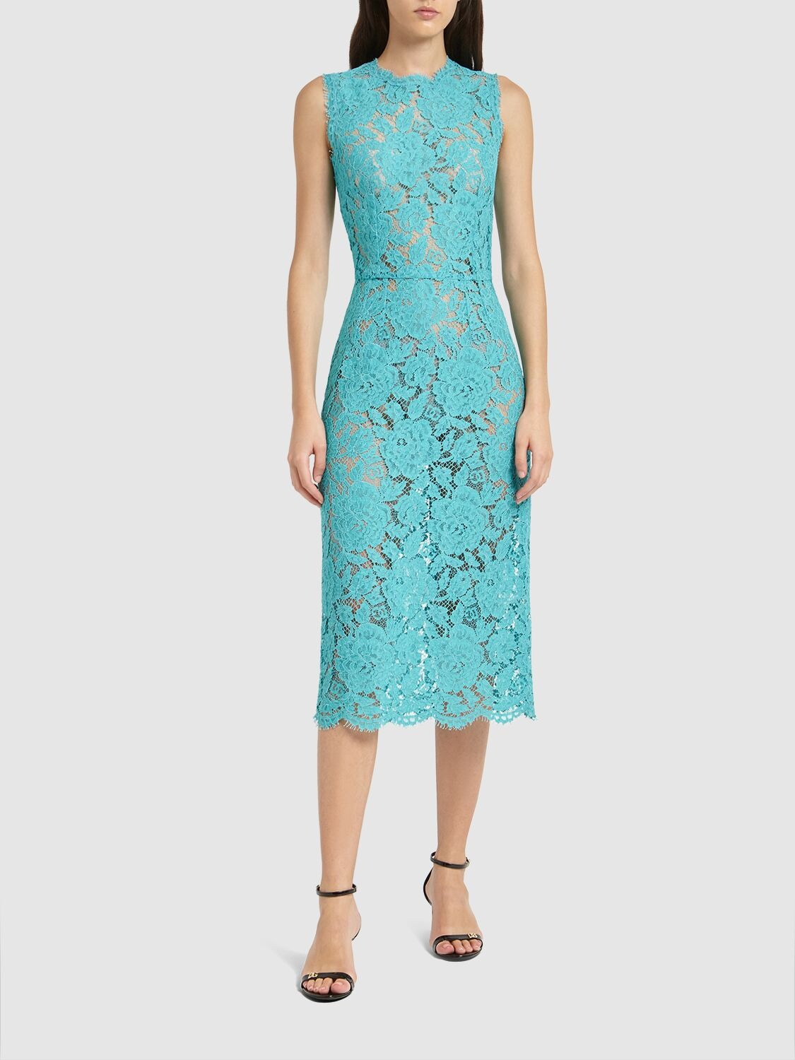 DOLCE & GABBANA Floral & Dg Stretch Lace Midi Dress - We Select Dresses