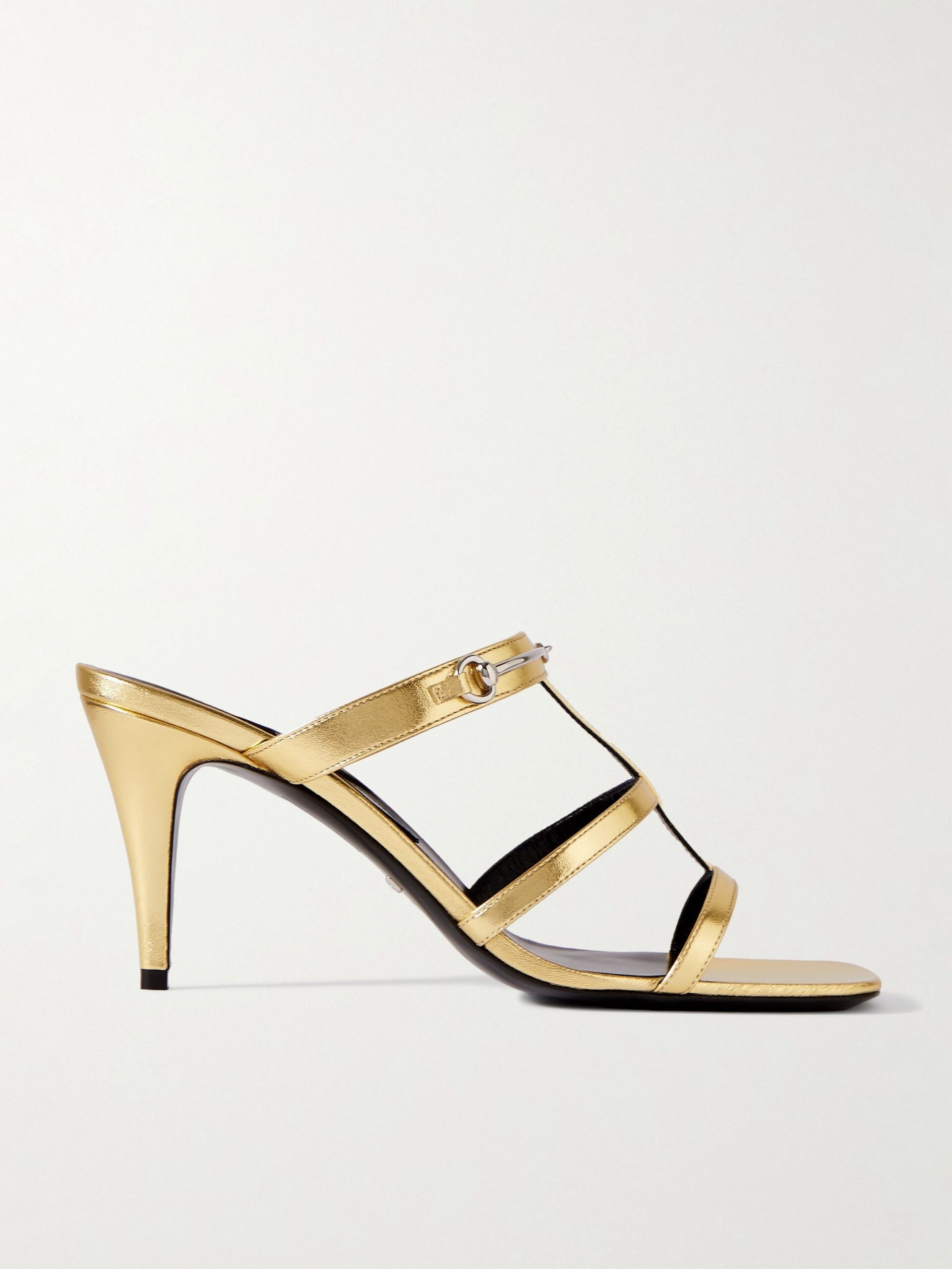 GUCCI Divine Horsebit-detailed Metallic-leather Mules - We Select Dresses