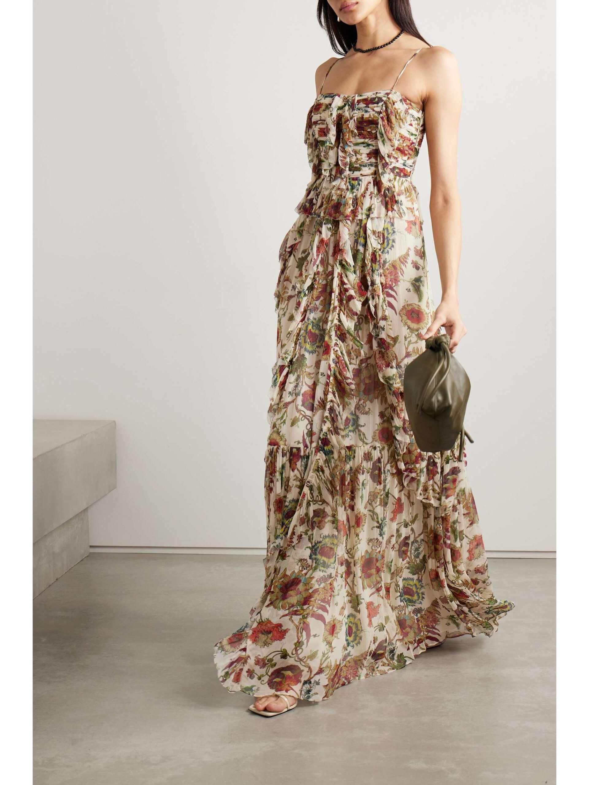 ULLA JOHNSON Colette Ruffled Floral-print Silk-crepon Gown - We Select ...