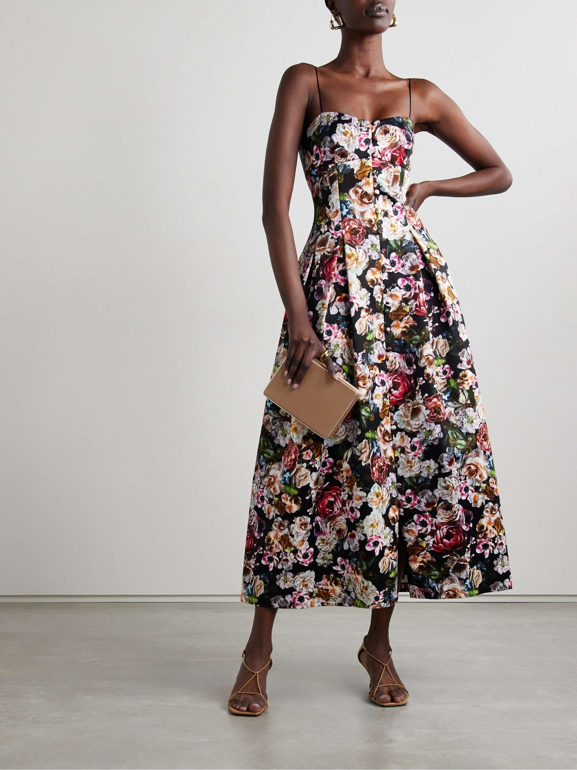 ADAM LIPPES Pleated Floral-print Cotton-sateen Midi Dress - We Select Dresses
