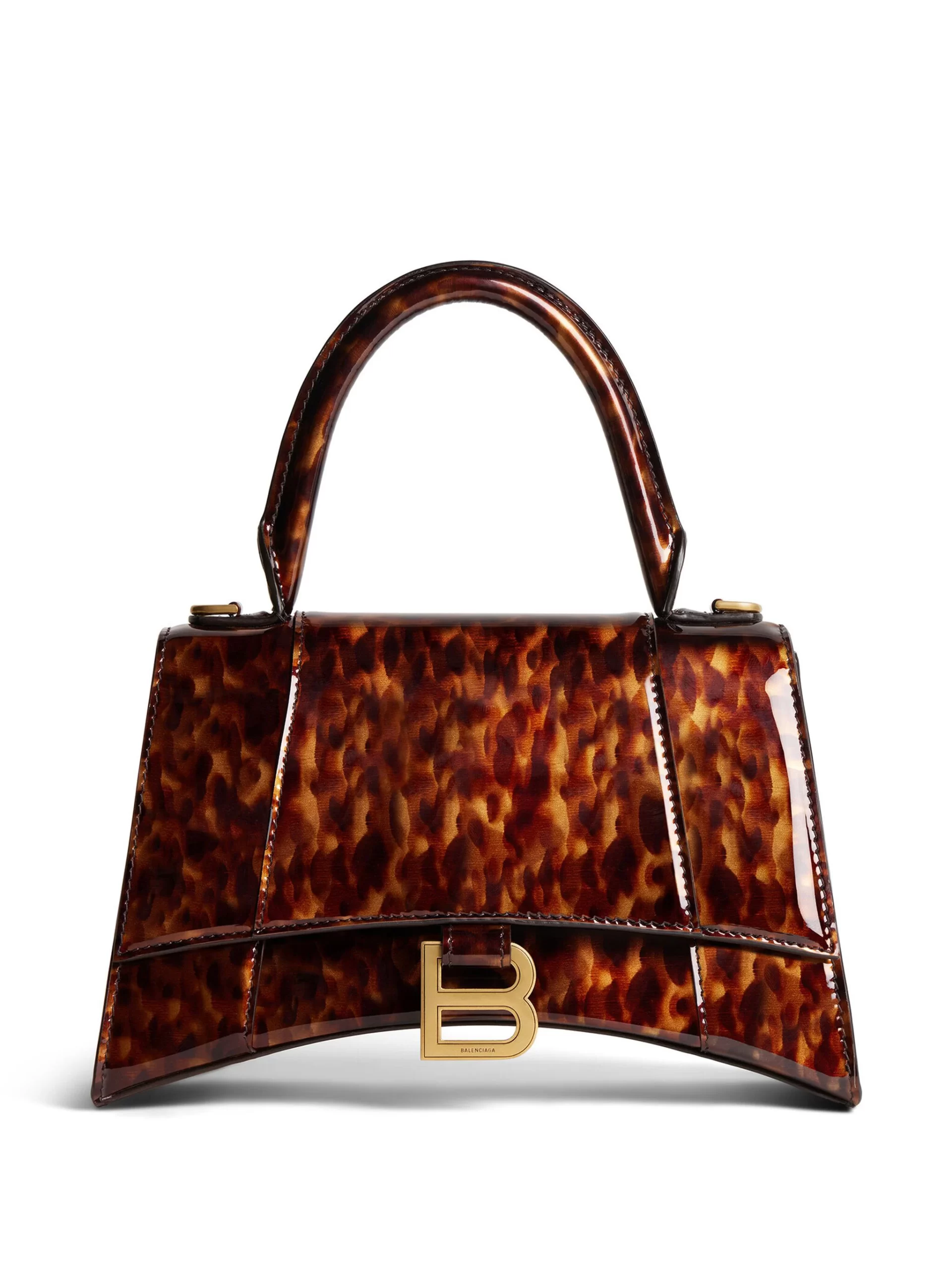 BALENCIAGA Small Hourglass Tortoiseshell-print Tote Bag - We Select Dresses