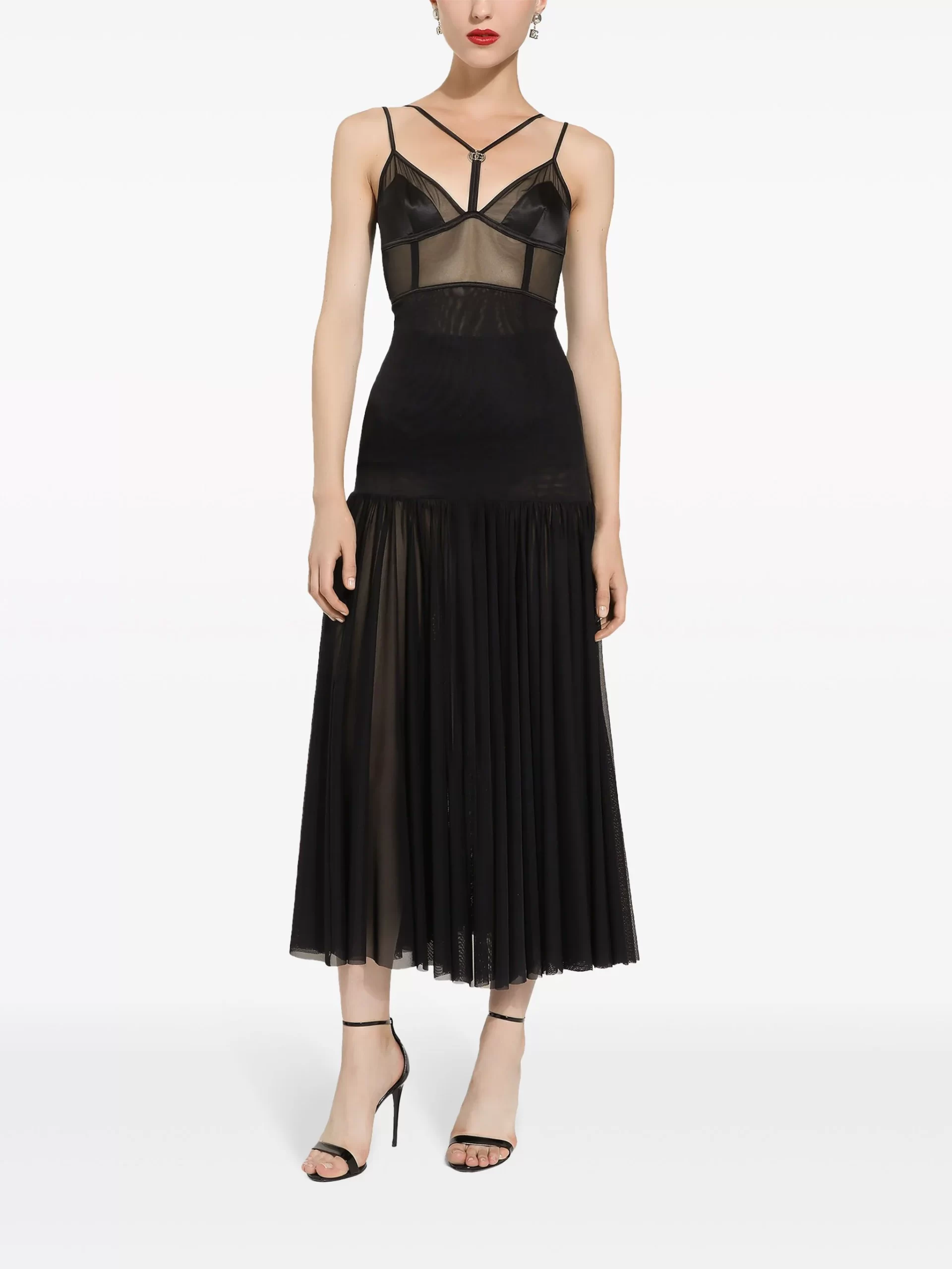 DOLCE & GABBANA Dg-plaque Tulle Midi Dress - We Select Dresses