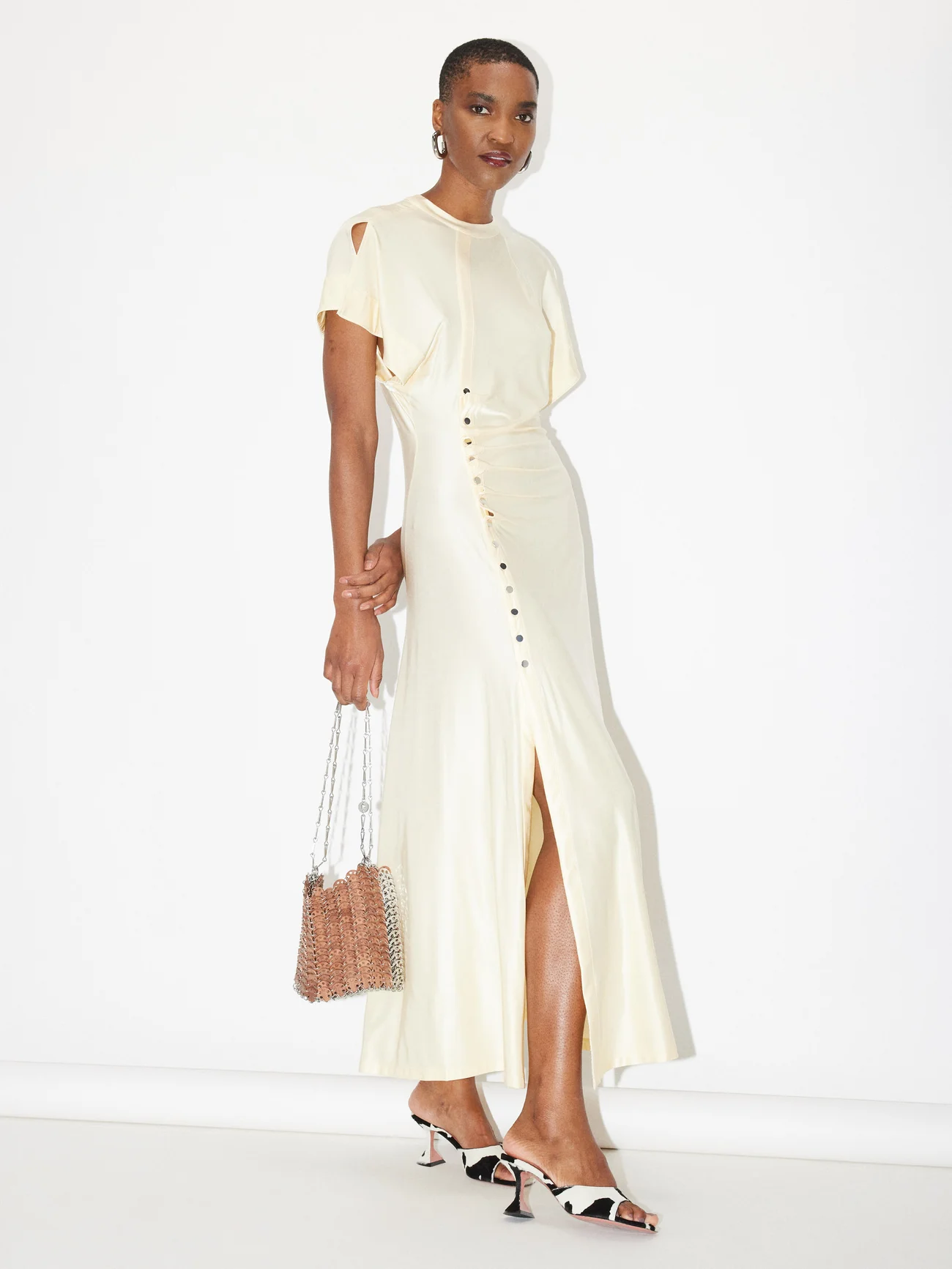 Paco Rabanne Gathered Satin Maxi Dress We Select Dresses