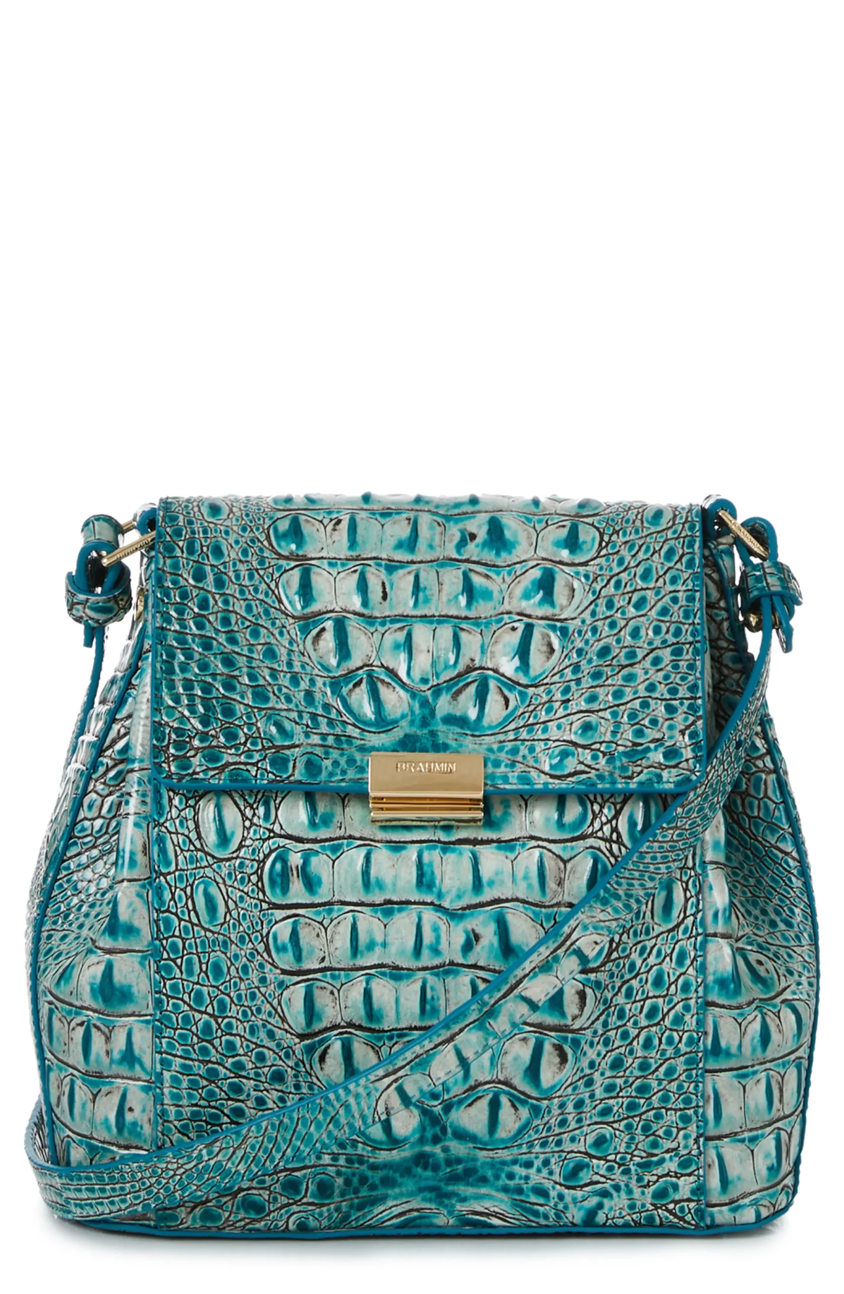 BRAHMIN Margo Croc Embossed Leather Crossbody Bag - We Select Dresses