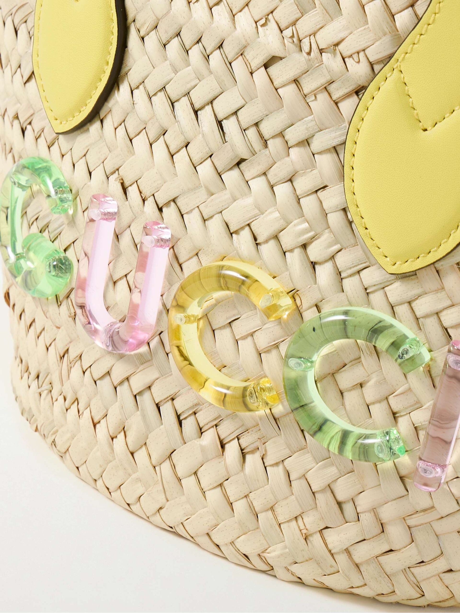 GUCCI PVC-Embellished Leather-trimmed Raffia Shoulder Bag - We Select ...