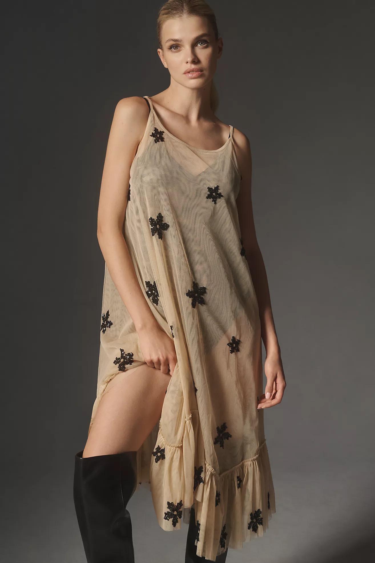 ANTHROPOLOGIE Sheer Embellished Tunic - We Select Dresses