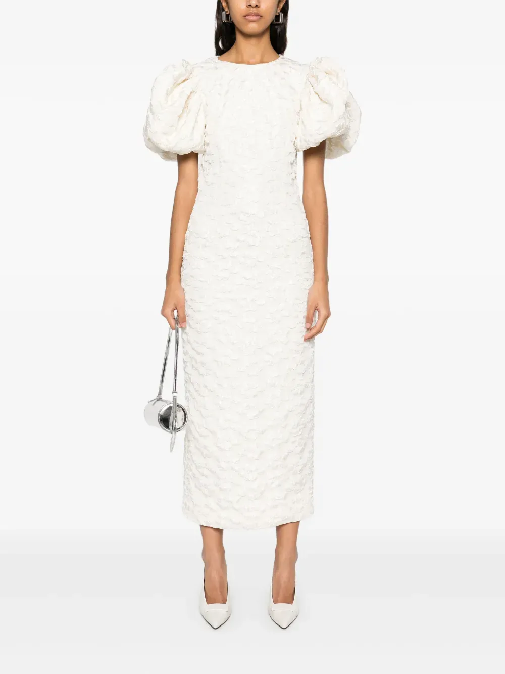 ROTATE BIRGER CHRISTENSEN Jacquard Puff-Sleeve Midi Dress - We Select ...